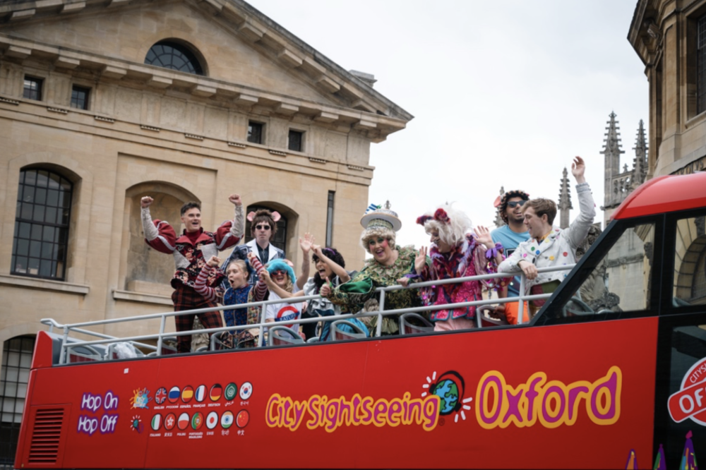 Open top bus tour for panto cast