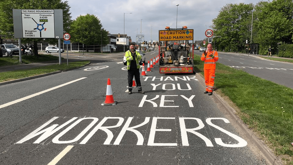 SBC's highways team puts together a special thank you to keyworkers ...