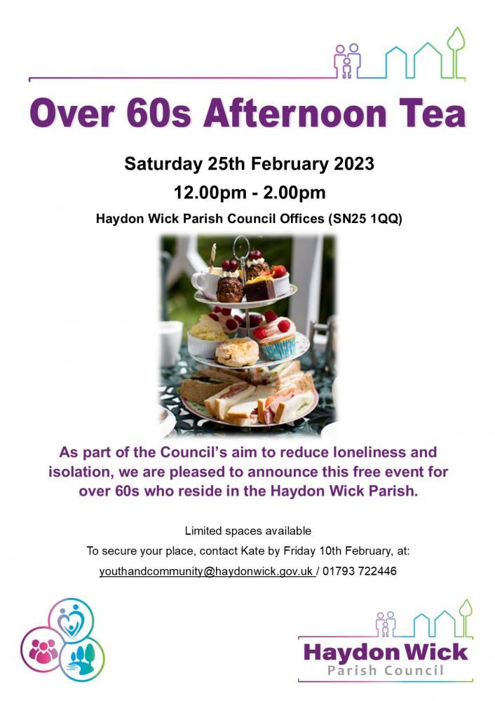Haydon Wick Parish Council to host Afternoon Tea event for over 60s