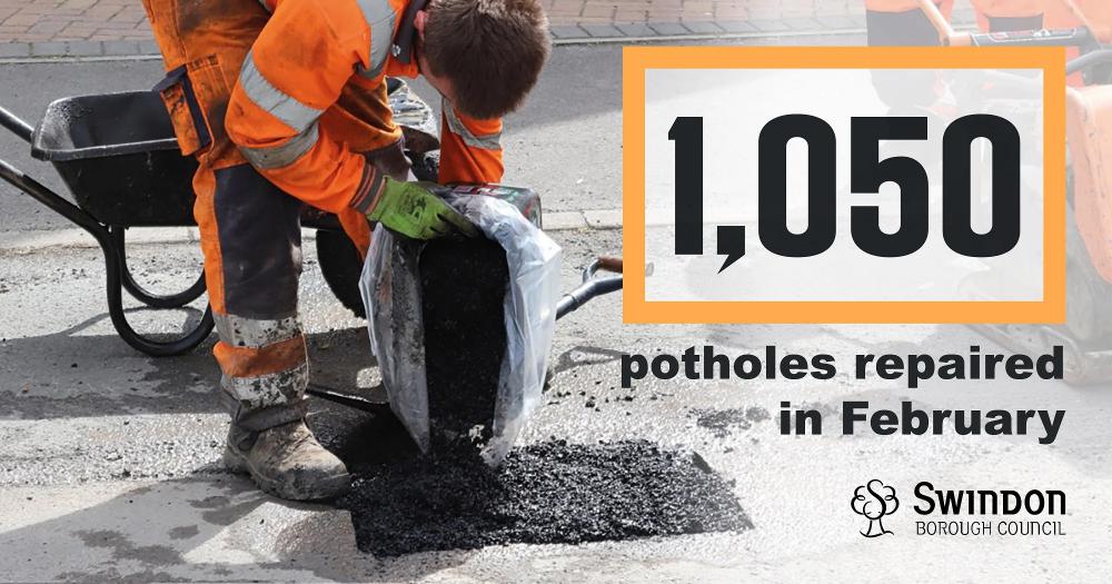 Council says 1,050 potholes were repaired throughout February