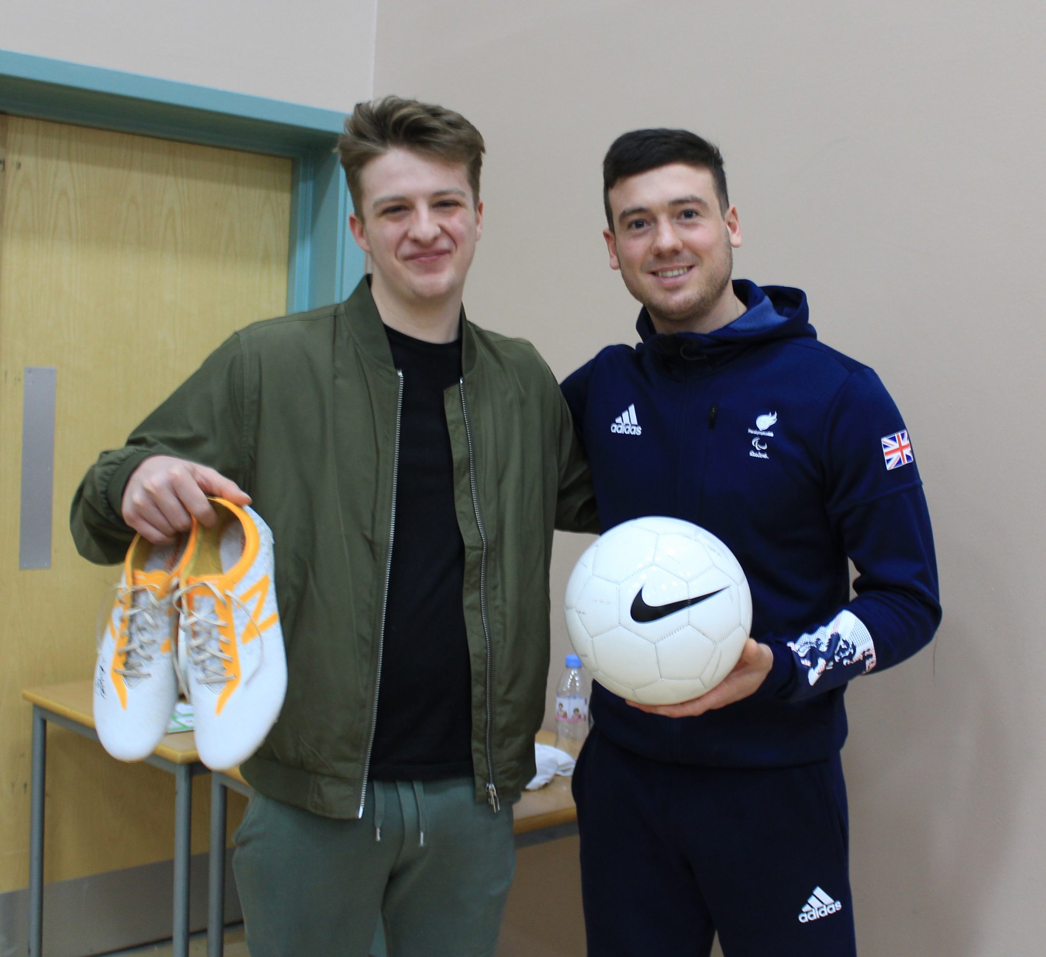 Paralympic footballer sets shining example to students